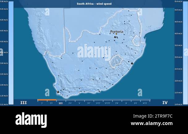 Wind speed by month in the South Africa area with animated legend ...
