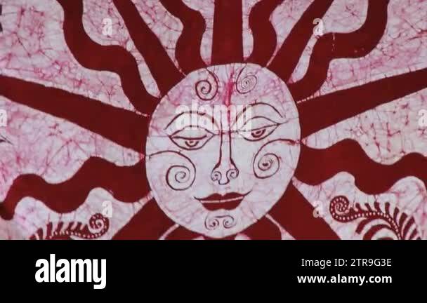 Exterior detail of the drying batik textile at the factory in Kandy ...