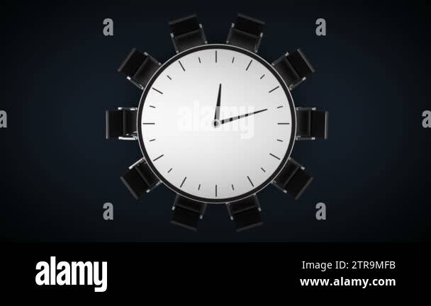 Conference table changes time watch, indicated 8 o'clock. business room ...