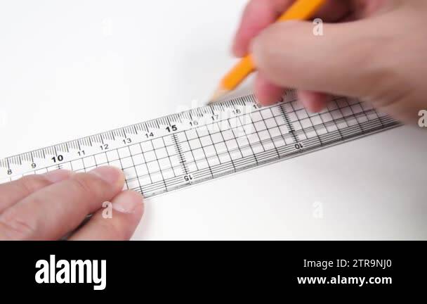 drawing a line with a ruler and pencil Stock Video Footage - Alamy