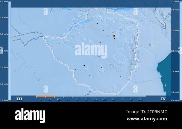 Wind speed by month in the Zimbabwe area with animated legend - glowing ...