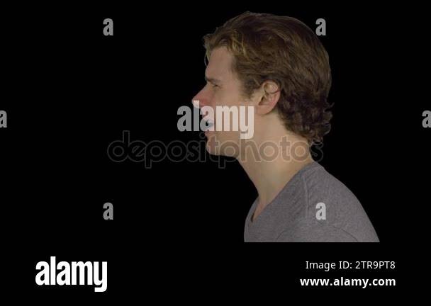 Profile of an angry yelling man (Transparent Background Stock Video ...