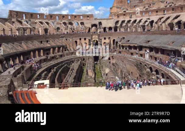 4K Italy, Rome, Colosseum. View of internal and external architectures ...