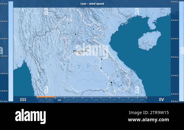 Wind speed by month in the Laos area with animated legend - English ...