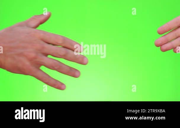 Handshake, shaking hands, handshaking. Two handed gesture. Chromakey ...