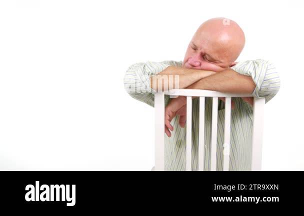 Man Sleeping on a Chair Wake Up Suddenly and Look Around Scared Stock ...