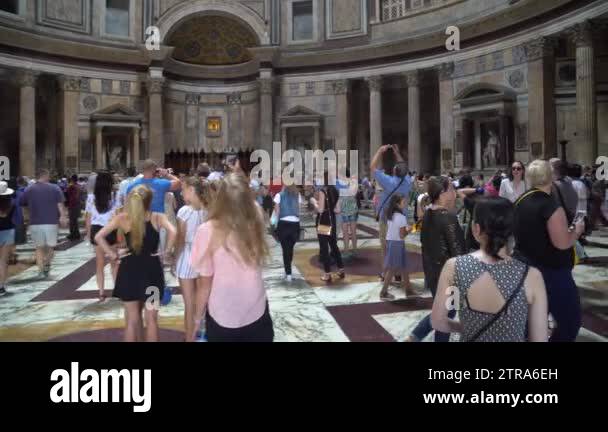 Rome, Italy - 22.06.2018: Crowds of people inside the Pantheon the most ...