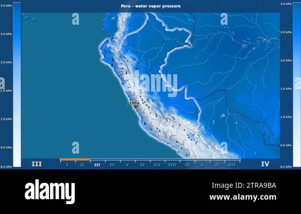 Water vapor pressure by month in the Peru area with animated legend ...