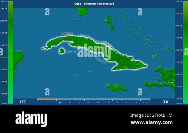 Minimum temperature by month in the Cuba area with animated legend ...