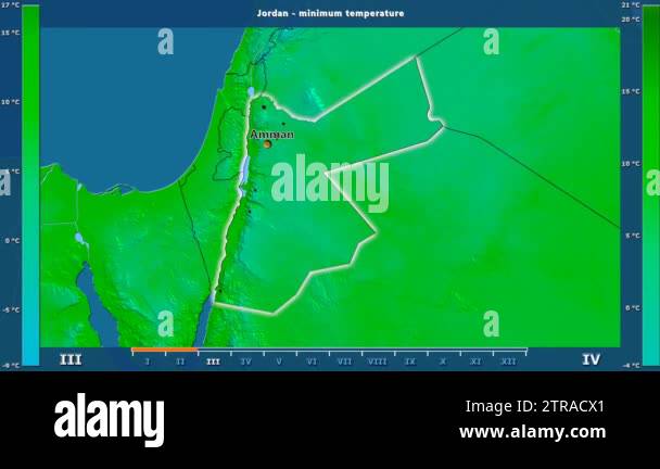 Minimum temperature by month in the Jordan area with animated legend ...