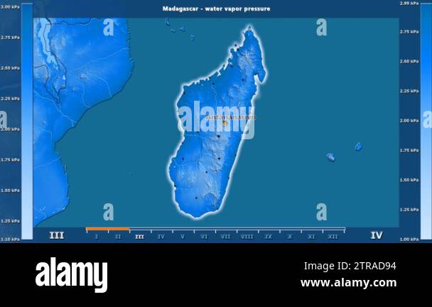 Water vapor pressure by month in the Madagascar area with animated ...