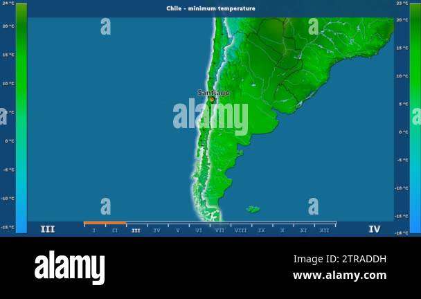 Minimum temperature by month in the Chile area with animated legend ...