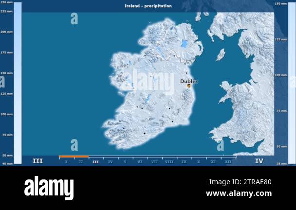Precipitation by month in the Ireland area with animated legend ...