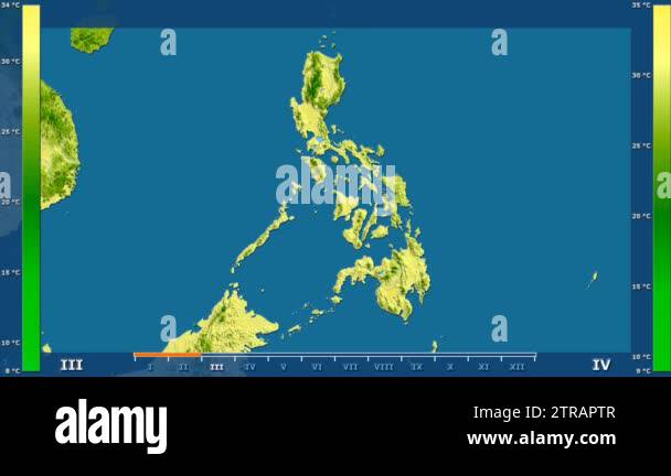 Maximum temperature by month in the Philippines area with animated ...