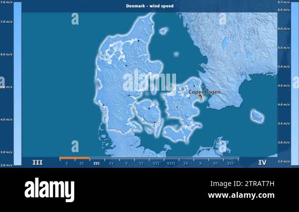 Wind speed by month in the Denmark area with animated legend - English ...