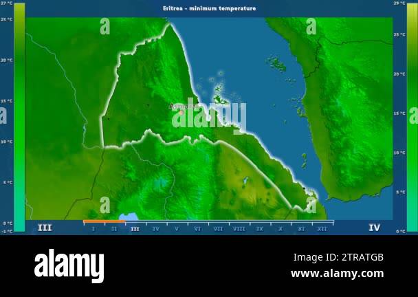 Minimum Temperature By Month In The Eritrea Area With Animated Legend