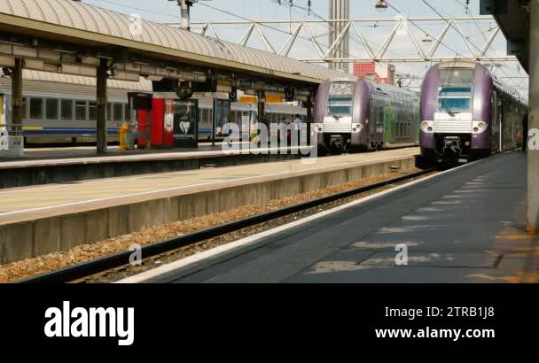 LYON, FRANCE - CIRCA 2016: French TGV fast train arriving in the rail ...
