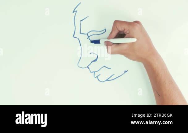 Man speed draw vladimir putin face caricature with blue marker pen on ...