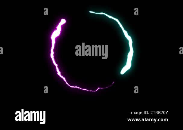 loopable animated BLUE PURPLE Lightning bolts round flight strike on ...
