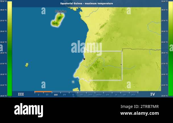 Maximum temperature by month in the Equatorial Guinea area with ...