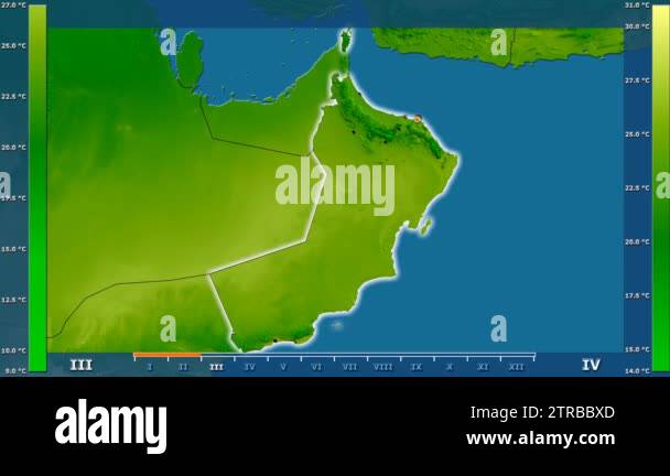 Average temperature by month in the Oman area with animated legend ...