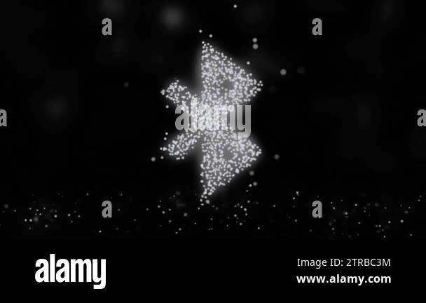 Animation of flying flickering particles form a mailing sign or ...