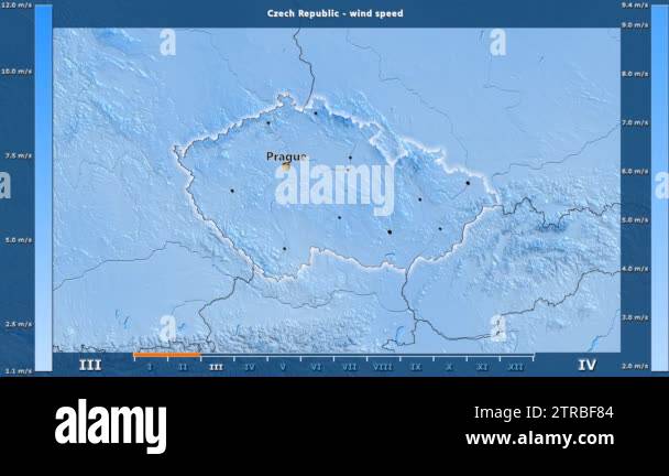 Wind speed by month in the Czech Republic area with animated legend ...