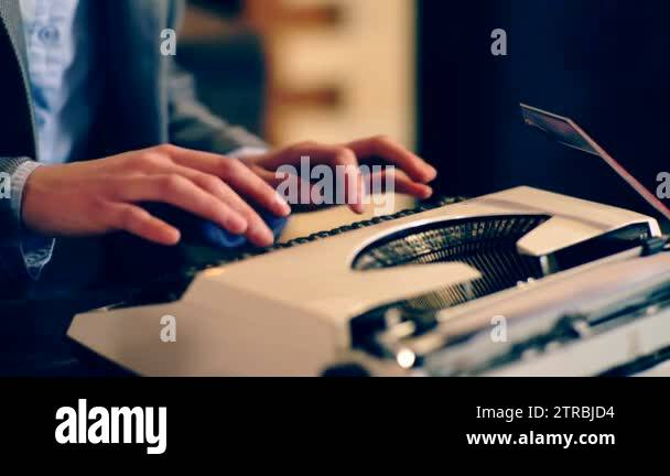 Close up of the typewriter on which the text is typed. Learning concept ...