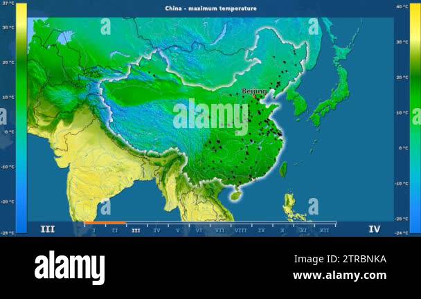 Maximum temperature by month in the China area with animated legend ...