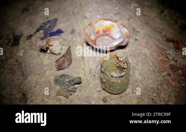 Archeology illustration with archaeological excavation of ancient ruins ...