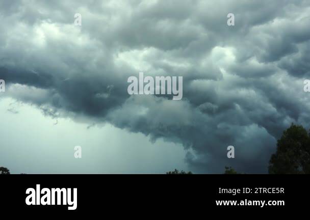 Landscape video background. Evening thunder over a field. Rain cloudy ...