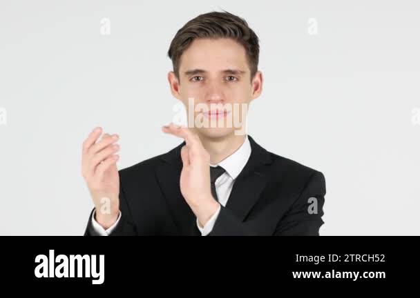 Applauding clapping businessman white background Stock Videos & Footage ...