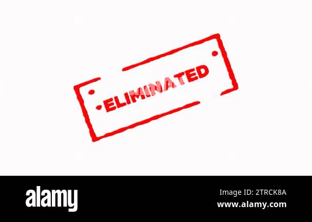Eliminated signed with red ink stamp zoom in and zoom out on white ...
