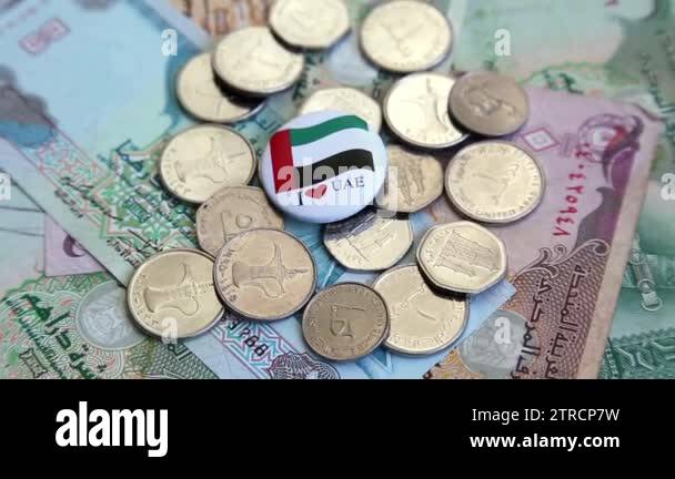 Arab money UAE dirhams on rotating surface background Stock Video ...