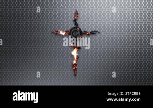 Flaming Metal Tribal Cross 4K features a blank metallic screen that ...