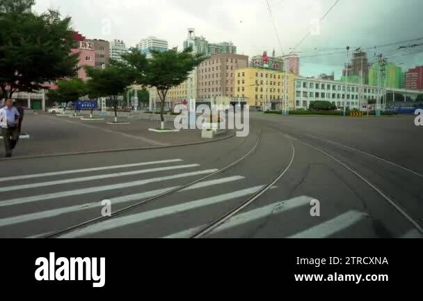 Ilyul 2018 - Pyongyang, North Korea - View from the window of a moving ...