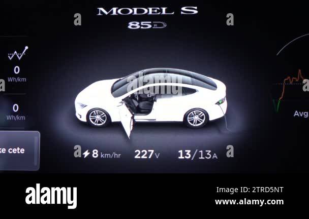 Tesla autonomous car - JULY 10 2016: Innovative instrument technology ...