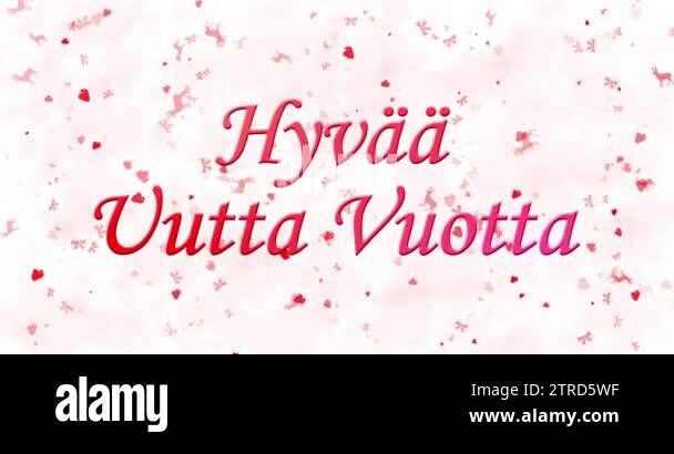 Happy New Year text in Finnish "Hyvaa uutta vuotta" formed from dust ...