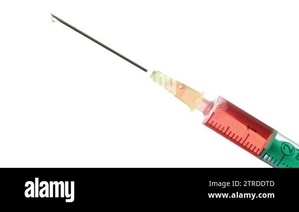 Plastic medical syringe with needle and drops. Medical injection ...