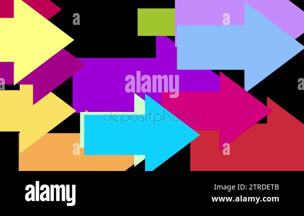 moving of colorful arrows from left to right for transition with alpha ...