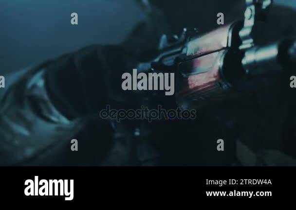 Kalashnikov rifle charging. Soldier hand charging machine gun Stock ...