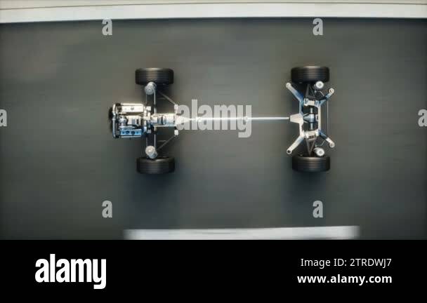 Car chassis with engine on highway. Very fast driving. Auto concept ...