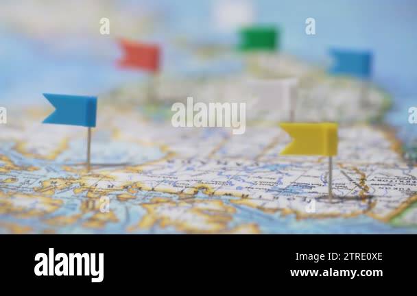 Travel destinations in North America marked with pins on world map ...