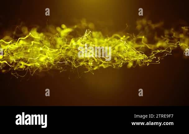 yellow gold energy light strings or waves background with flares and ...