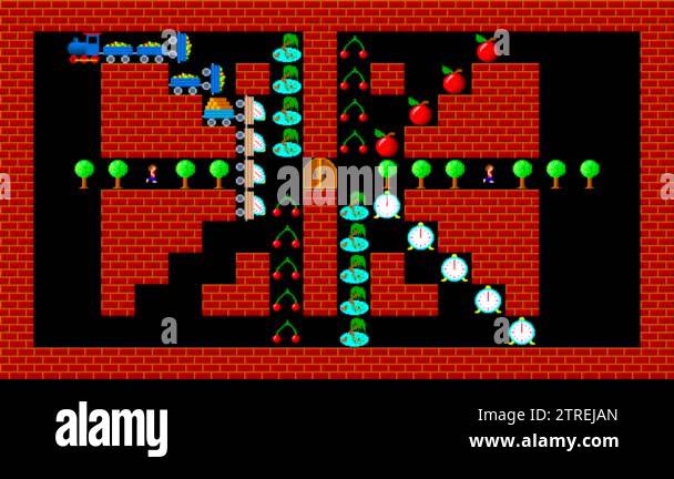 Train puzzle, retro style low resolution pixelated game graphics ...
