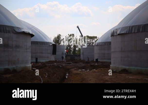 Production of biogas. Biogas plant. Construction of production ...