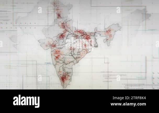 White India Map with Lines Rollback Camera Stock Video Footage - Alamy