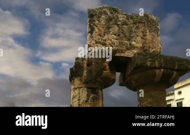 Ancient Greek APOLLO TEMPLE. Syracuse (Siracusa, Sarausa)-- historic ...