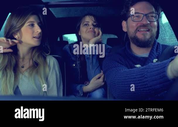 People driving car talking between friends Stock Video Footage - Alamy