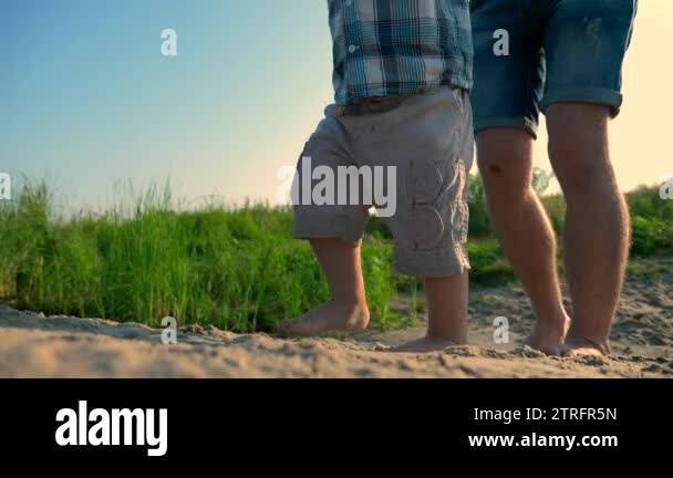 Close-up Macro Footsteps Little Child Feet. Human Male Man Foot Leg ...